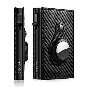 CHJGLNL AirTag Wallet, Slim Wallet for Apple Air Tag, Smart Wallet with AirTag Holder, Air Tag Wallet for Men, RFID Blocking, Carbon Fiber Modern Minimalist Wallet Gift for Men