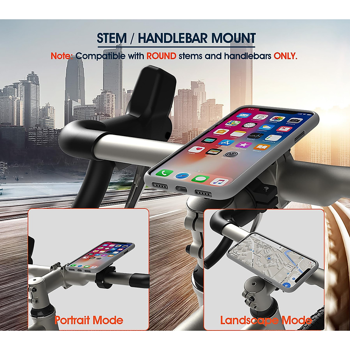 CQ Mountain Bike Phone Mount, Sincetop Bike Phone Holder for Bike Stem/Motorcycle Handlebar, 1s Lock/Detach Aluminum Scooter/MTB/Bicycle Cell Phone Holder Clip for iPhone & All 4.5"-7" Smartphones