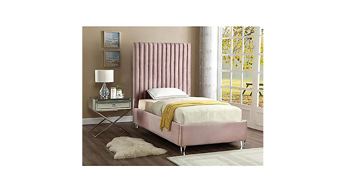 Candace Velvet Bed - Modern Style Twin Size