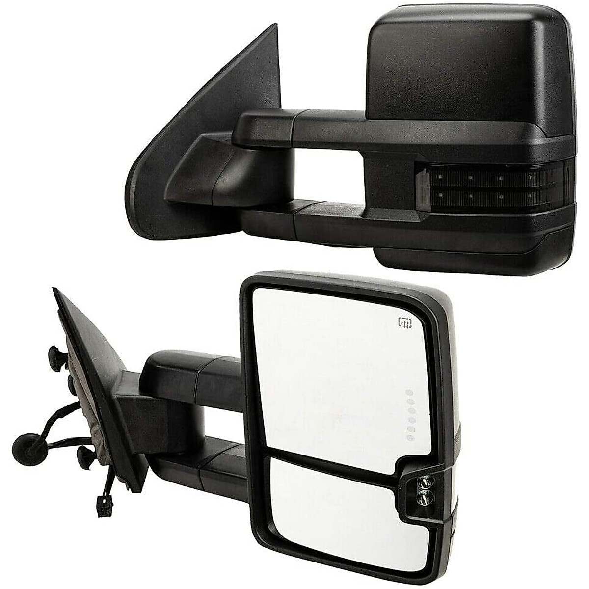 MOTOOS Towing Mirrors Replacement for 2015 2016 2017 2018 Chevy Silverado GMC Sierra 1500 2500 HD 3500 HD Power Heated Manual Telescoping LED Turn Signal Driver Passenger Side Tow Mirrors Pair