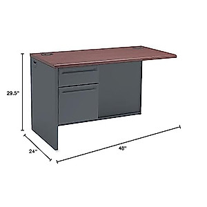 HON, 38000 Series Flush Return, Left, 48w x 24d x 29-1/2h, Mahogany/Charcoal