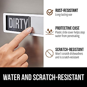 Gorilla Grip Dishwasher Clean and Dirty Magnet Sign, Optional Adhesive, Magnetic, Easy Read, Non-Scratch, Heavy Duty Shutter Slide Magnets for Dish Washer, Kitchen Accessories, 7x2, White