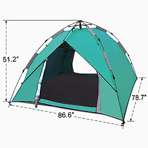 Strong Camel Automatic Camping Tent 3-4 Person Pop Up Canopy w 2 Doors Double Layer Family