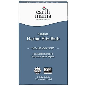 Organic Herbal Sitz Bath by Earth Mama | Soothing Perineal Soak for Pregnancy and Postpartum Care, 6-Count