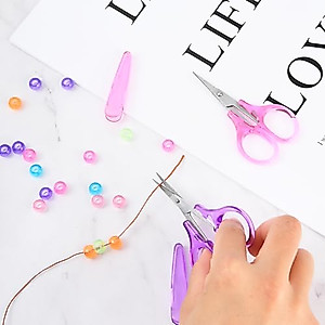 2 Pcs Small Scissors All Purpose Precision Stainless Steel Detail Scissors with Protective Cover Mini Sharp Craft Scissors Straight Fine Tips Sewing Scissors for Embroidery Knitting Paper Cutting