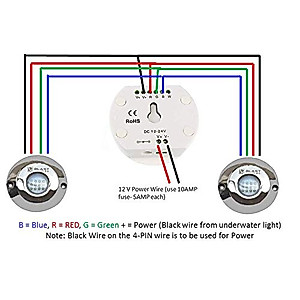 BLAST LED - NOX-SERIES-UM12 60W Multi-Color RGB LED Underwater Light Boat Marine transom Surface LED Light, Bluetooth Control