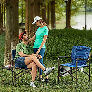 TIMBER RIDGE Lightweight Aluminum Directors Chair with Side Table, Portable Camping Chair with Swivel Back for Camping and Outdoors, Heavy Duty Supports 350 lb