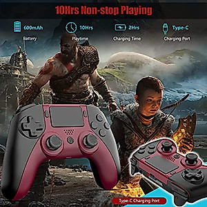 KENNEAS Wireless Pro Controller Compatible with Playstation 4/PS4 Pro/PS4 Slim, Immersive Vibration/6-axis Sensor/Precision Touchpad/600mAh battery/Programmable Back Button, 2023-Newest Gamepad