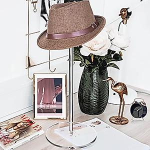 HOLENGS 3Pcs Acrylic Hat Stand Wig Display Rack, Clear Hat Pedestal Stand, Round Barbell Hat Display Riser Wig Holder for Hat Watch Jewelry (30cm)
