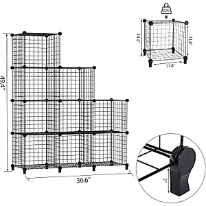 FUNLAX Cube Storage Shelf, 9 Wire Closet Storage Cubes Closet Organizers and Storage Sturdy Metal Bathroom Storage Book Shelf Clothes Organizer