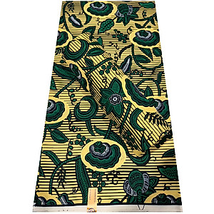 Generic Polyester African Wax Prints Fabrics/Cotton Blend African Wax Print - Green, Ivory-Cream,White,Dark-Blue,Black - Sell by 6 Yards-for Men and Women- for Dresses and Shirt