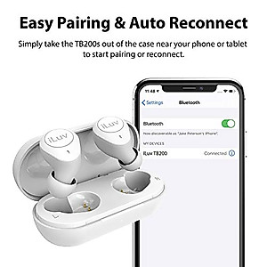 iLuv TB200 White True Wireless Earbuds Cordless in-Ear Bluetooth 5.0 with Hands-Free Call Microphone, IPX6 Waterproof Protection, High-Fidelity Sound; Includes Compact Charging Case & 4 Ear Tips