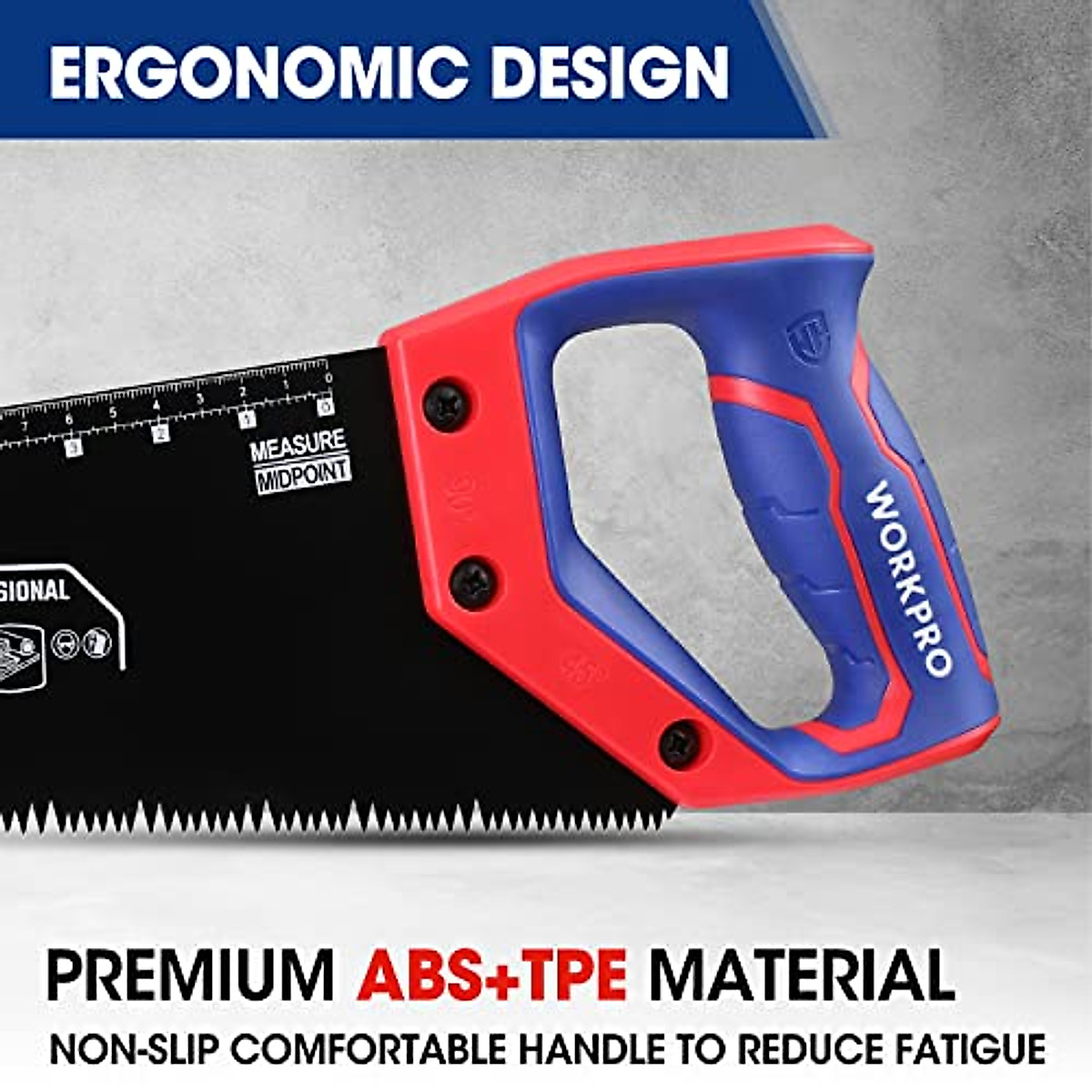 WORKPRO Hand Saw, 16-Inch Universal Handsaw with Non-Slip Comfortable Handle, Anti-rust Wood Saw With Chip Removal Design, Heavy-Duty Hand Saw for Cutting Wood, Laminate, PVC