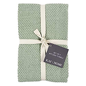 KAF Home Set of 4 Deluxe Popcorn Terry Kitchen Towels | 18 x 28 Inches | 100% Cotton Kitchen Dish Towels (French Green)