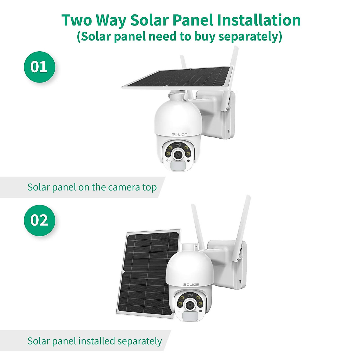 Soliom-S800 Solar Panel Power Supply, Pan tilt Security Outdoor Camera Solar Panel S800-4G Compatible