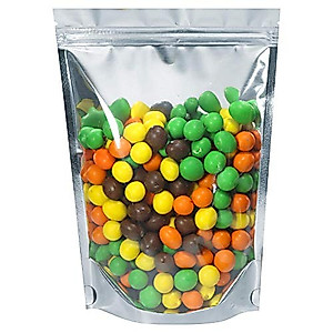 QQ Studio Clear Window Aluminum Mylar Heat Sealable Standup QuickQlick™ Bags (100 Pack) (Clear/Silver, Standup 2oz)