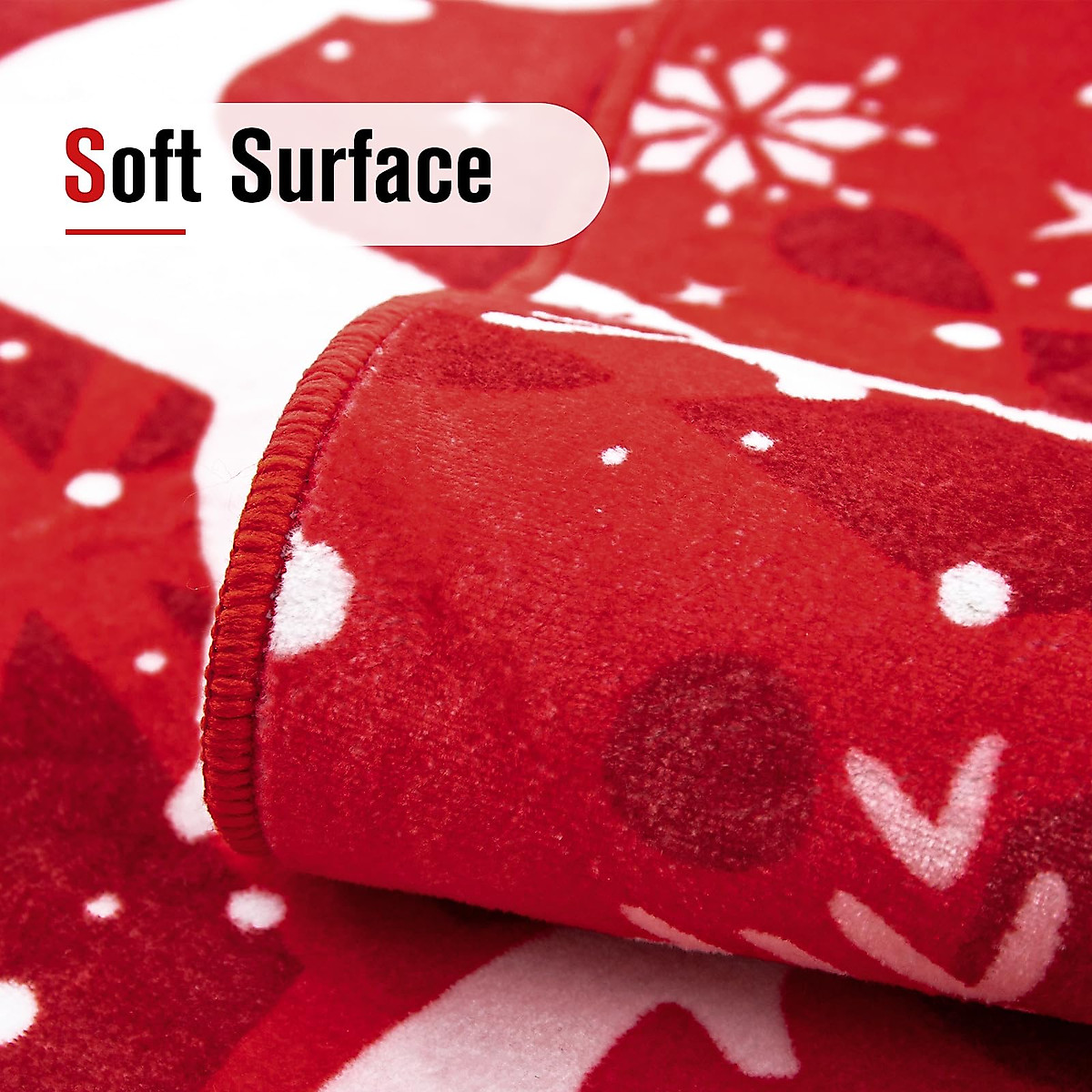 Asrug Christmas Red Rug-2x3 Reindeer Washable Area Rug Entryway Throw Rugs Indoor Doormat Diamond Floor Cover Snowflake Accent Low Pile Small Carpet for Bedroom Living Room Entry Decor