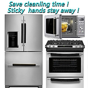 Volecy Refrigerator Door Handle Covers, Set of 5 Washable Kitchen Decors Keep Appliance Clean for Fridge Microwave Stove Bathroom Keep Off Stains Dust Fingerprint Prevent Spread (Black)