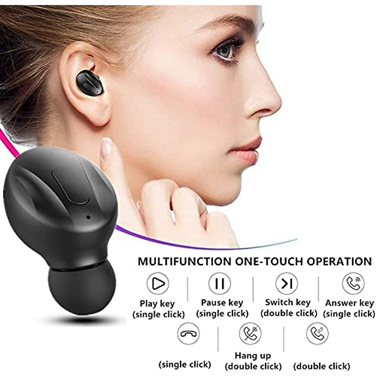 Hoseili【2022new editionBluetooth Headphones】.Bluetooth 5.0 Wireless Earphones in-Ear Stereo Sound Microphone Mini Wireless Earbuds with Headphones and Portable Charging Case for iOS Android PC. XGB12