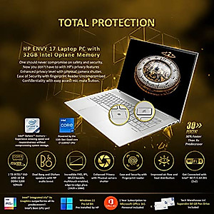 HP Envy 17T 2021 i7-1165G7 11th Gen, Win 11 Pro, 16GB RAM, 1TB Intel SSD+32GB Optane Memory, 17.3" FHD Touch, 1Yr MS Office365, WiFi 6, B&O Speakers, 4 Cell Battery, Intel XE, 64GB TW Pen Drive
