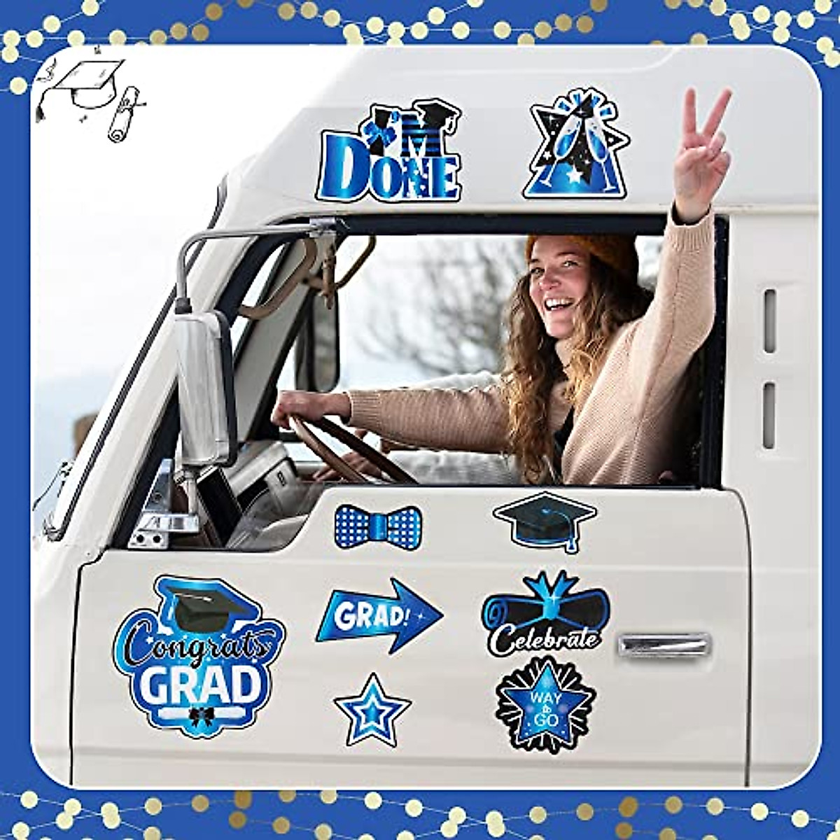 20Pcs Graduation Car Magnet Decors Class of 2023 Blue Graduation Refrigerator Magnets We are So Proud of You Graduation Magnets Stickers Grad Party Favors for Car School Office Whiteboard Home Decor