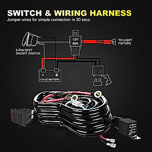 LED Light Bar TURBO SII 40/42 Inch 576W Curved Triple Row Flood Spot Combo Beam Offroad Driving Light + 4 Inch 60W Led Pod Lights w/3-Leads Wiring Harness for Trucks ATV UTV Polaris Boats