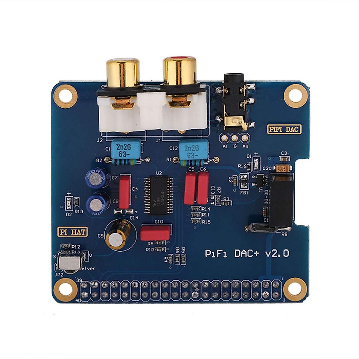 Digital Audio Card, I2S Interface PiFi DIGI DAC + HiFi DIGI Digital Audio Card Insulated Power Supply Compatible with Raspberry B+, Raspberry 2 Model B,Raspberry 3B (64-bit)
