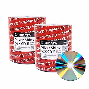 200 Pack Ridata CD-R 52X 700MB 80Min Silver Shiny Blank Media Recordable Disc