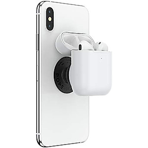 PopSockets PopGrip Headphone Case Compatible with AirPods: Swappable Grip and AirPods Holder for Phones and Tablets - White