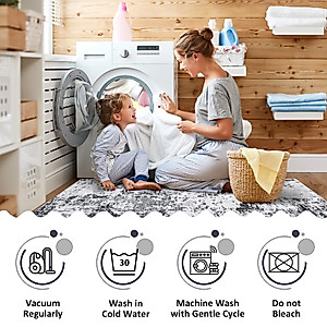 JOLENE.K Washable Runner Rug 2x10 Modern Abatract Rug Runner Hallway Runner Rug Non Slip Ktichen Runner Rug 2x6 Washable Runner Rug for Bathroom Bedroom Boho Runner Rug,2x10 Grey