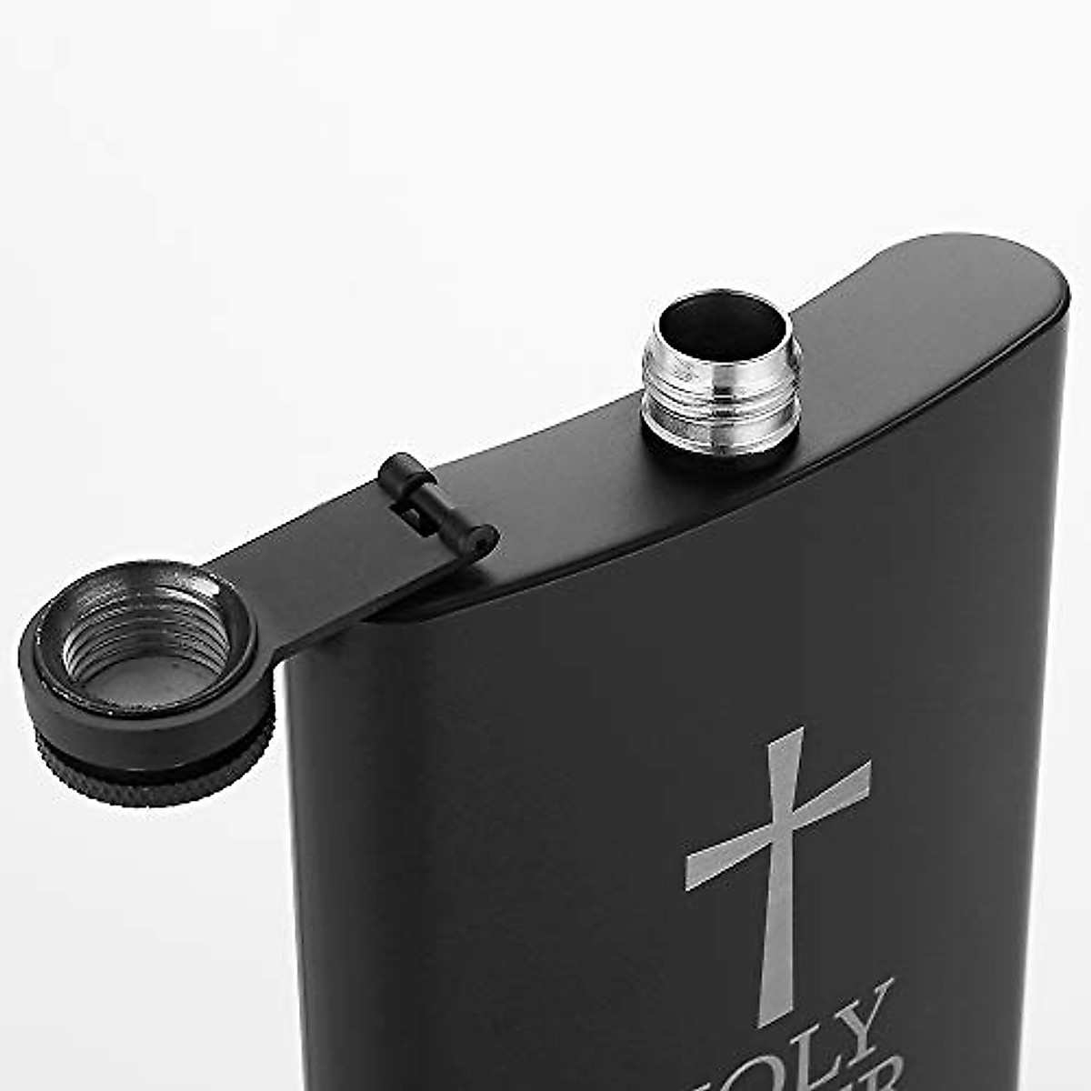 HOLY WATER, JXS 8oz 18/8#304 Stainless Steel Black Hip Flask for Liquor, Leakproof with Funnel Gift Package