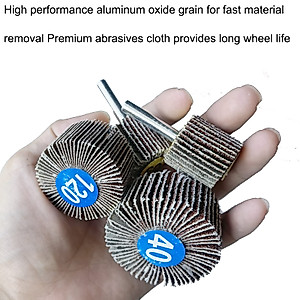 Tonmp 20 Pack 4 Sizes (1"/1.5"/2"/3") 1/4" Abrasive Flap Wheel Sander Set - 40/60/80/120 Grits Mounted Flap Wheels, Aluminum Oxide Sanding Flap Wheel Sander for Removing Rust and Polishing