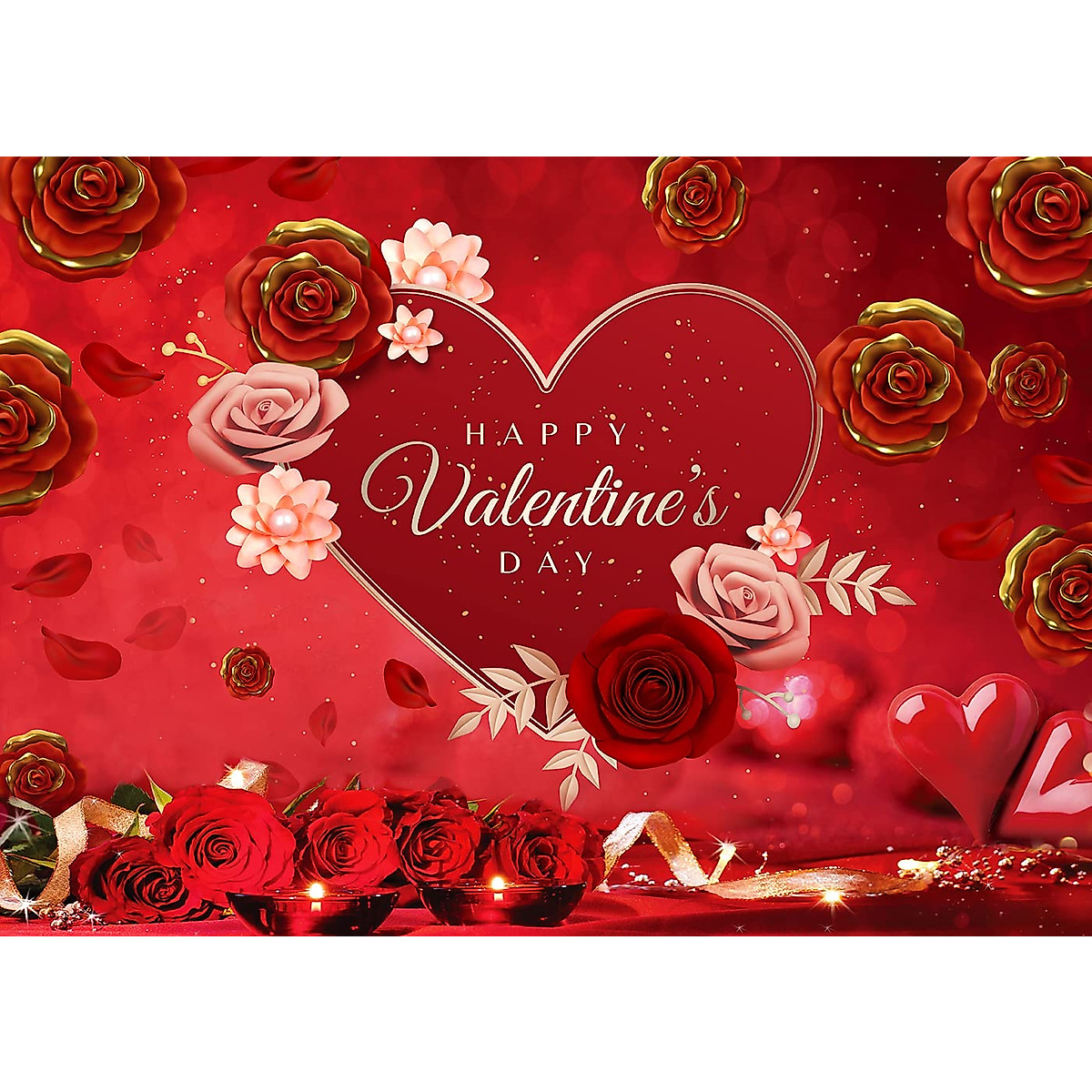 CYLYH 7x5ft Valentine's Day Backdrop Beautiful Blossom Love Heart Valentine's Day Party Bridal Shower Wedding Anniversary Decoration Valentine's Day Banner D556