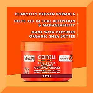 Cantu Coconut Curling Cream with Shea Butter for Natural Hair, 12 oz, Packaging may vary