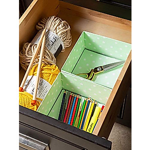 Home Traditions Foldable Cloth Storage Box Closet Dresser Drawer Organizer Cube Basket Bins Containers Divider with Drawers for Underwear, Bras, Socks, Ties, Scarves - Set of 2, Gray Polka Dot