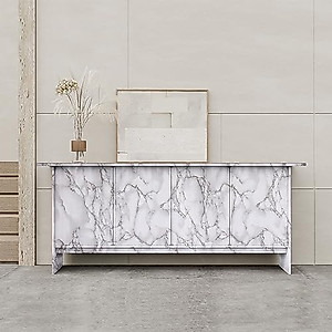 HATOKU 17.7" x 355" Glossy Marble Peel and Stick Wallpaper, Contact Paper for Cabinets, PVC Self Adhesive Wallpaper for Desk Drawer Shelf Liner