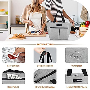 MAXTOP Lunch Bags for Women,Insulated Thermal Lunch Tote Bag,Lunch Box with Front Pocket for Office Work Picnic Shopping