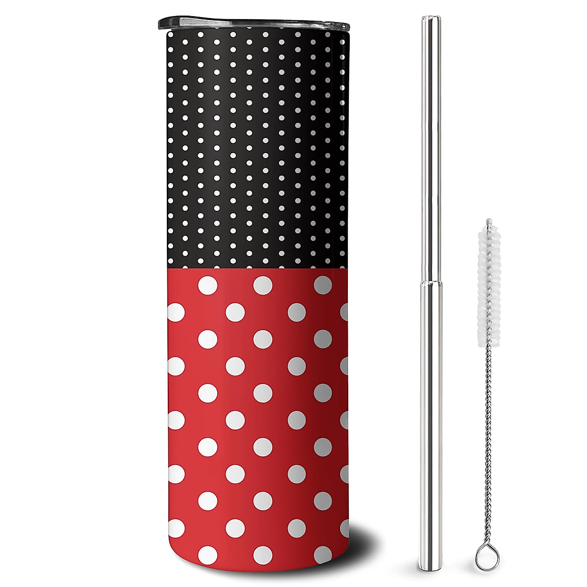 thmasamwr Cute Mouse Skinny Tumbler With Straw and Lid, Stainless Steel 20oz Insulated Coffee Travel Mug, Cartoon Mouse Gifts Cups for Women and Girls