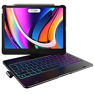 typecase 11 Pro Case with Keyboard: (11-inch, 2022) - 360° Rotatable Wireless Keyboard Case - 10 Colors Backlight & Pencil Holder for Pro 11 4th & 3rd & 2nd & 1st Gen & Air 10.9 - Black