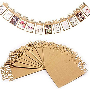 1st Birthday Baby Photo Banner for Newborn to 12 Months, Monthly Milestone Photograph Bunting Garland, First Birthday Celebration Decoration (Kraft)