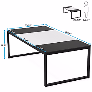 Tribesigns 6FT Conference Table, 70.86" L x 35.43" W x 29.52" H Rectangle Shaped Meeting Table, Modern Seminar Boardroom Table for Office Conference Room (White/Black)