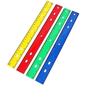 Color Transparent Ruler Plastic Rulers - Ruler 12 inch, Kids Ruler for School, Ruler with Centimeters, Millimeter and Inches, Assorted Colors, Clear Rulers (4 color-G120)