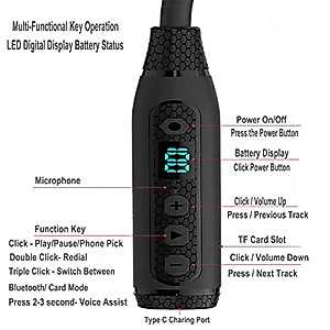 HORNORM Neckband Bluetooth Headphones with TF Card Slot 100 Hours Playtime Neck Bluetooth Earphones with Microphone Around The Neck Earbuds Magnetic Earphones Compatible with Cellphones,PC,Tablet