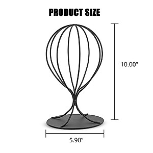 bjewego Black Hat Display Stand - Set of 2 Stylish Women Closet Hat Rack - Sturdy Metal Hat and Wig Holder - Stable Base, Matte Black Finish - Modern Free Standing Table Fedora or Baseball Cap Form