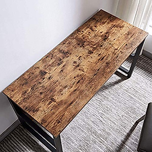 AMOAK Computer Desk 47" with Bookshelf, Office Desk, Writing Desk, Wood and Metal Frame, 1.18in (3cm) Thickened Desktop, Industrial Style, Study Table for Home Office, Retro Brown