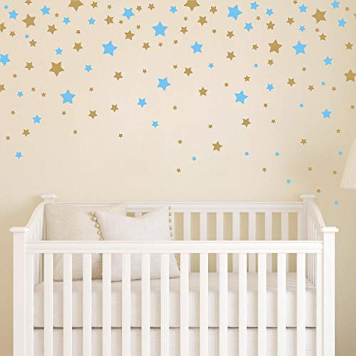 190 Pices Star Wall Decals, Matte Vinyl, Easy to Use, Removable for Kids' Bedroom, Home Decor Wall Stickers Y17 (Ice Blue, Matte Gold)
