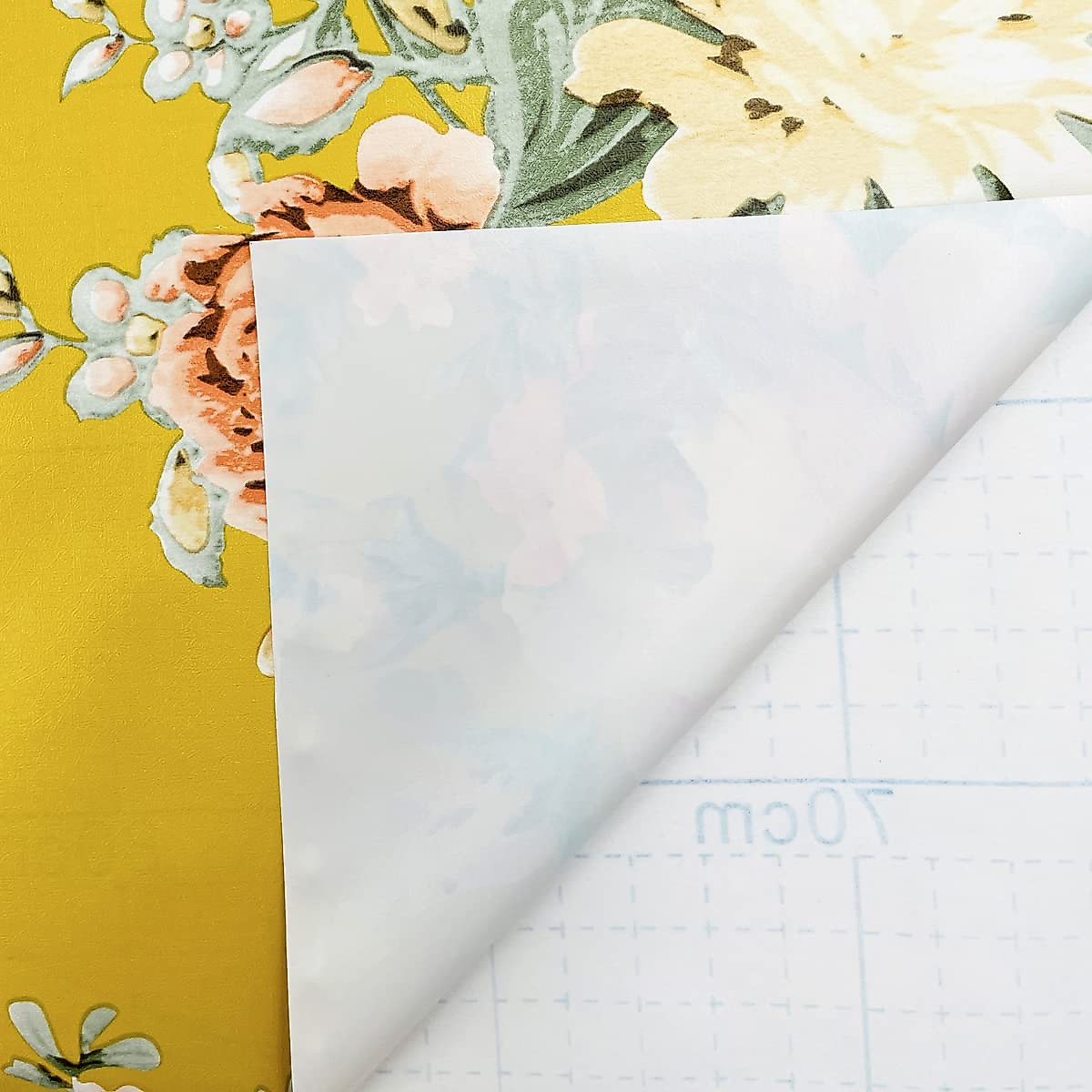 Yifely Vintage Peony Floral Shelving Paper Dark Yellow Peel & Stick Shelf Liner Dresser Drawer Sticker 17.7 Inch by 9.8 Feet