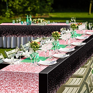 3 Pcs Black Sequin Tablecloth Dining Plastic Table Cover Rectangle Disposable Tablecloth for Graduation Birthday Wedding Anniversary Festive Cocktail Party Supplies, 54 x 108 Inch(Black and Rose Gold)