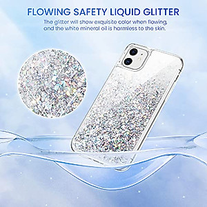 Caka Case for iPhone 11 Glitter Case for Girls Women Liquid Bling Sparkle Luxury Fashion Flowing Floating Shining Glitter Quicksand Soft TPU Clear Cute Phone Case for iPhone 11 (Silver)
