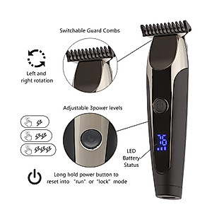 WZGZFER Hair Clippers Professional Trimmer Kit Cordless Barber Clipper with 6 Adjustable Guide Combs Rechargeable Hair Trimmer Set, Hair Cutting Machine Grooming Kit for Men/Kid/Baby (Silver)